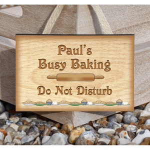 PERSONALISED KITCHEN SIGN: Busy Baking Custom-made Hanging Wood or ...