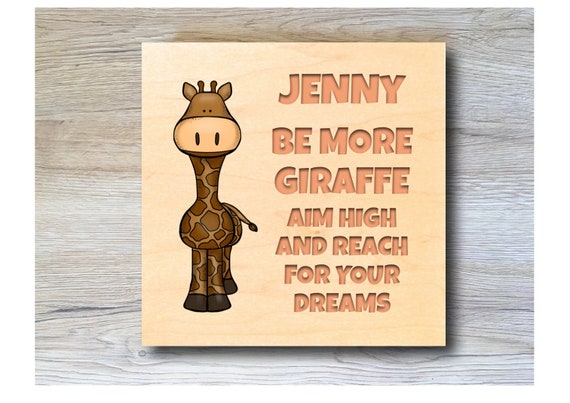 MAPLE WOOD Giraffe Quote Square Sign: Bespoke Personalised | Etsy