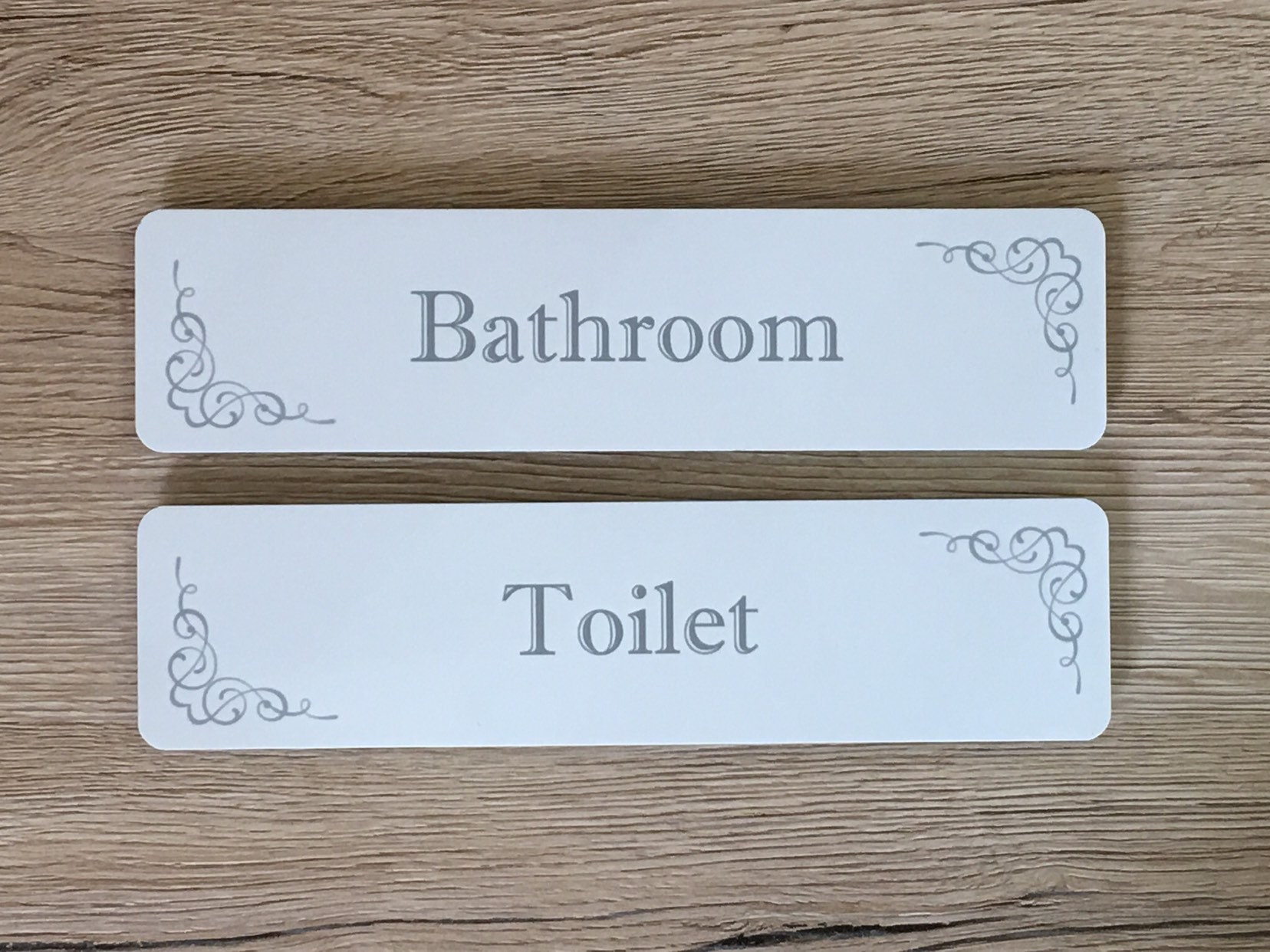 FLOURISH ROOM SIGNS in Brushed Silver Gold or White Metal: - Etsy UK