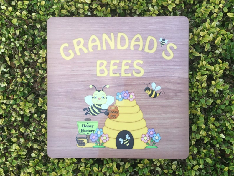Bee Sign: Personalised Wood Effect Metal Plaque for All Beekeepers ...