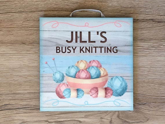 PERSONALISED KNITTING SIGN in Metal or Wood: Room Door or | Etsy