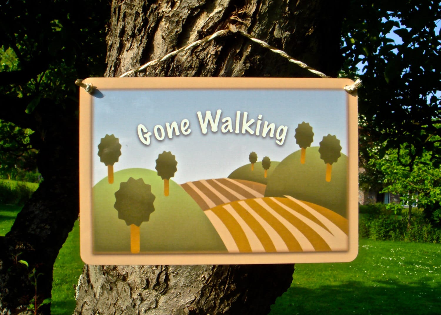 Gone Walking Sign: Personalised Fun Hanging Custom-made Door Plaque for ...
