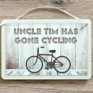 Gone Cycling Sign - Bespoke Shabby Chic Hanging Metal Door Plaque or ...