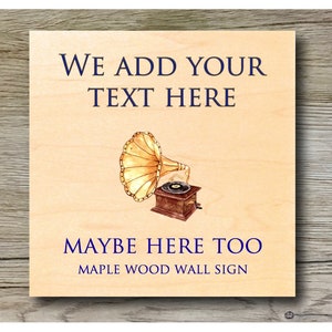 MAPLE WOOD Music Sign: Handmade Personalised Wall Plaque Add Lyrics ...