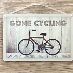 Gone Cycling Sign - Bespoke Shabby Chic Hanging Metal Door Plaque or ...