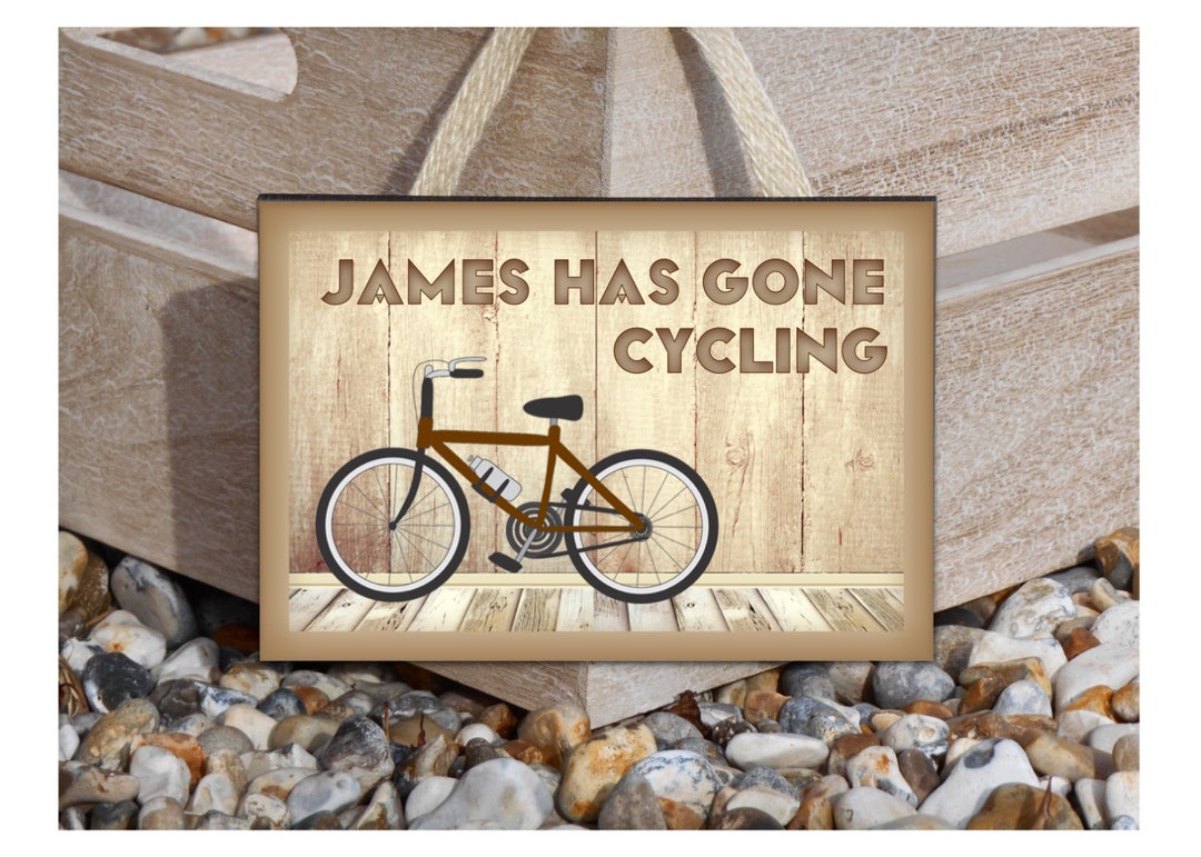 GONE CYCLING Rustic Sign: Custom-made Personalised Wooden Hanging ...