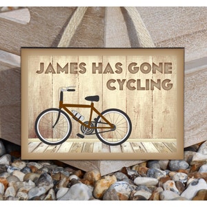 GONE CYCLING Rustic Sign: Custom-made Personalised Wooden Hanging ...