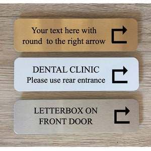 ARROW DOOR SIGN Vital Signs: Own Text Metal Plaques in Gold, Silver or ...