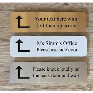 ARROW DOOR SIGN Vital Signs: Own Text Metal Plaques in Gold, Silver or ...