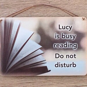 Reading Book Sign: Personalised Custom-made Door Plaque in Wood or ...