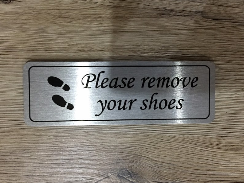 Please Remove Your Shoes Sign in White, Silver or Gold - Etsy