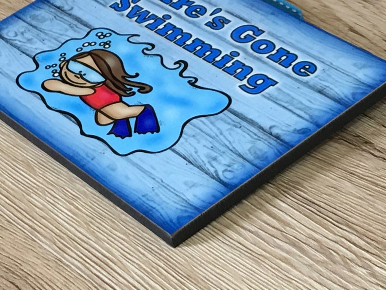 Gone Swimming Sign: Personalised Fun Hanging Custom-Made Door | Etsy