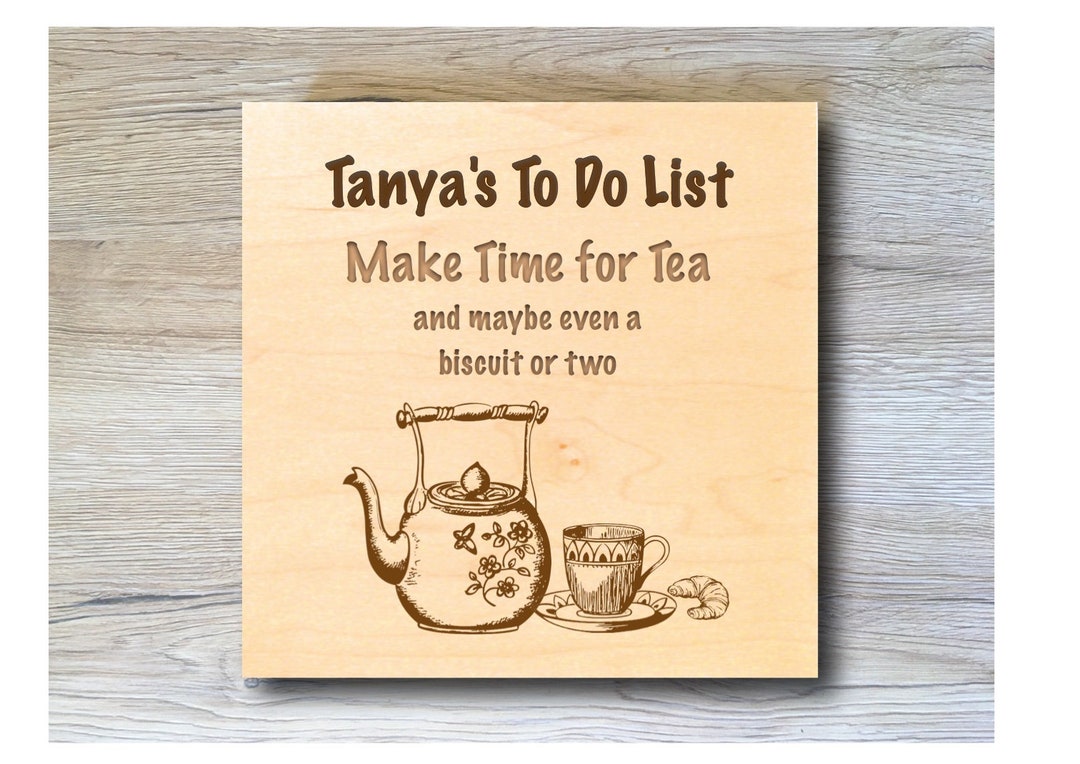 MAPLE WOOD Time for Tea Square Sign: Bespoke Personalised Wall Plaque ...