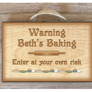 PERSONALISED KITCHEN SIGN: Busy Baking Custom-made Hanging Wood or ...