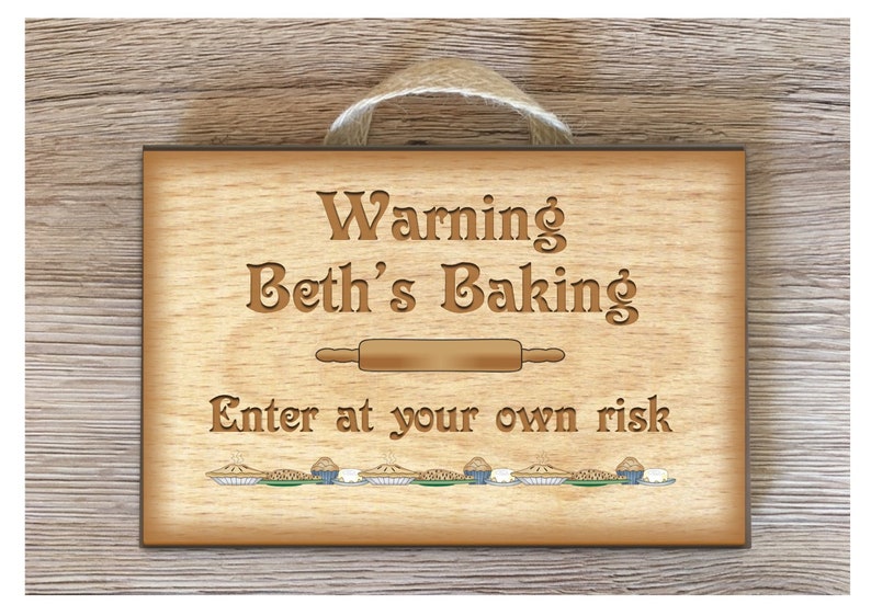 PERSONALISED KITCHEN SIGN: Busy Baking Custom-Made Hanging | Etsy