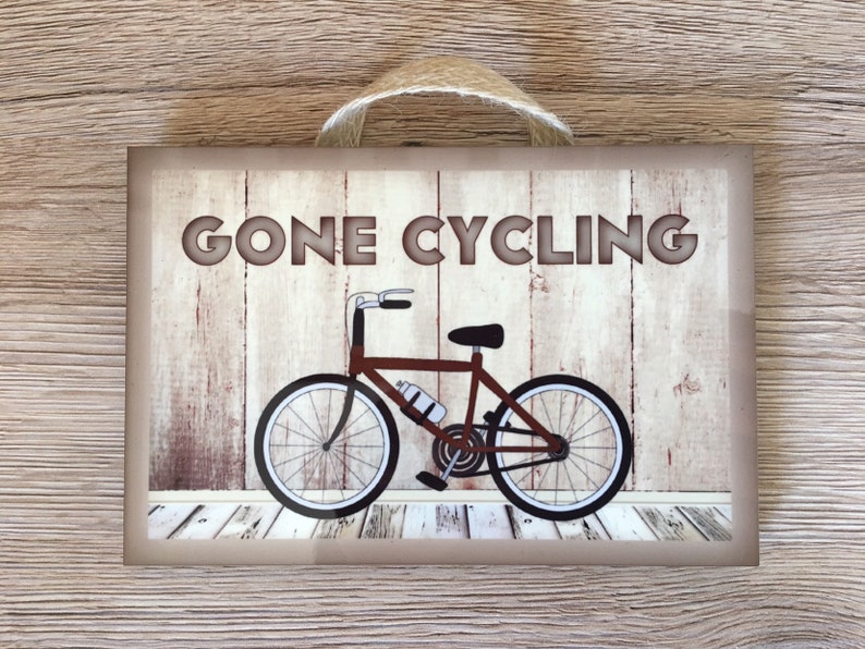 GONE CYCLING Rustic Sign: Custom-made Personalised Wooden Hanging ...