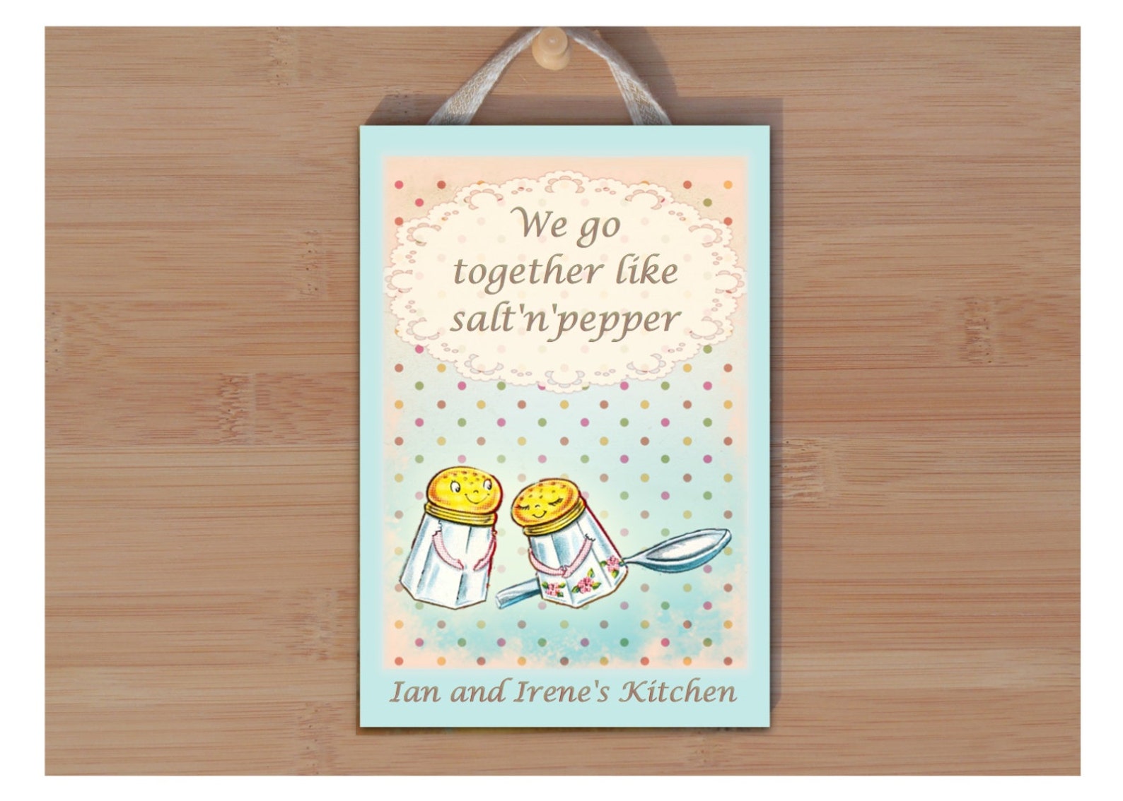 SALT 'N' PEPPER Vintage Metal Kitchen Sign With a Personalisation ...