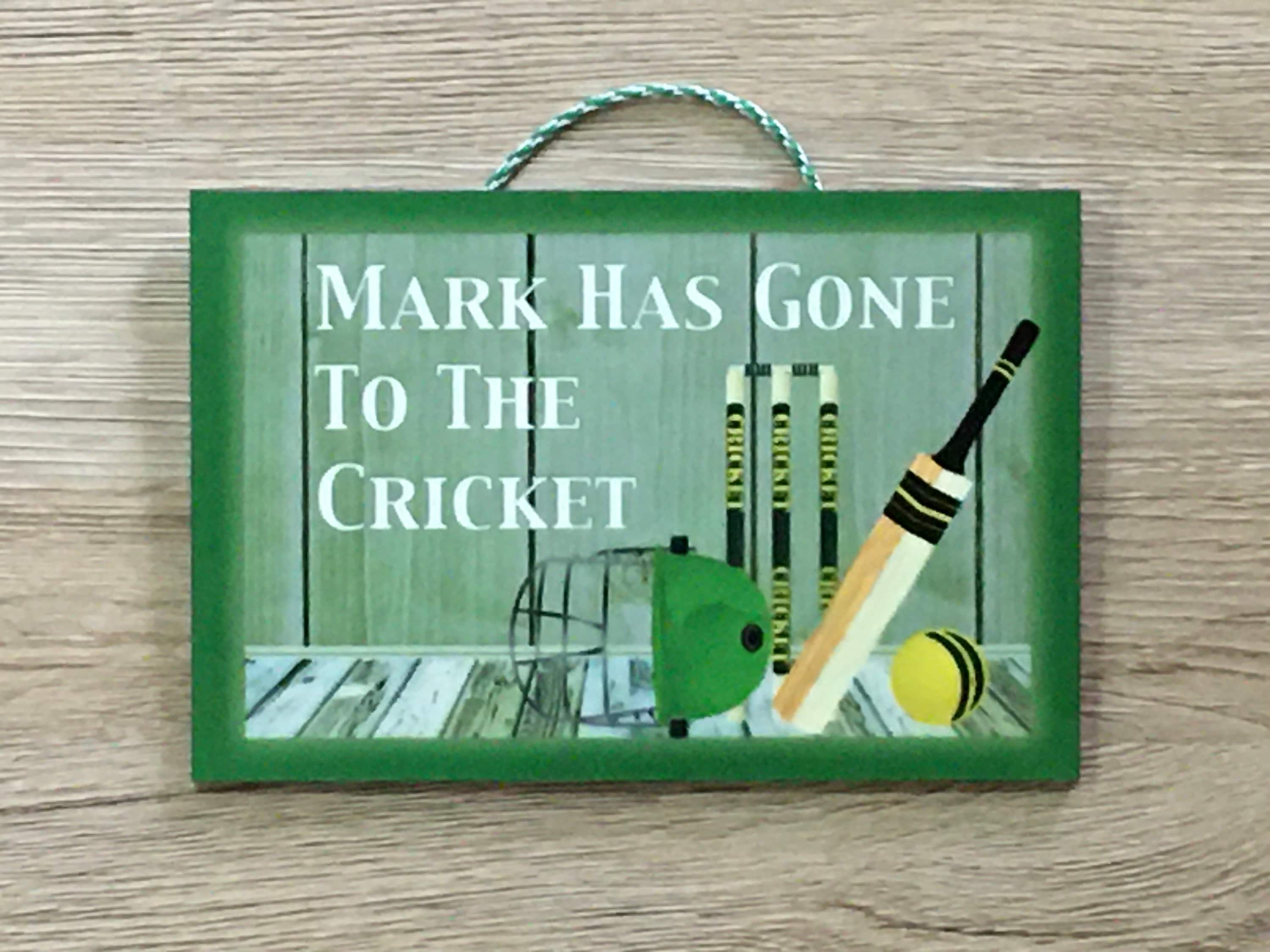 GONE TO CRICKET Sign: Personalised Hanging Custom-made Door - Etsy UK
