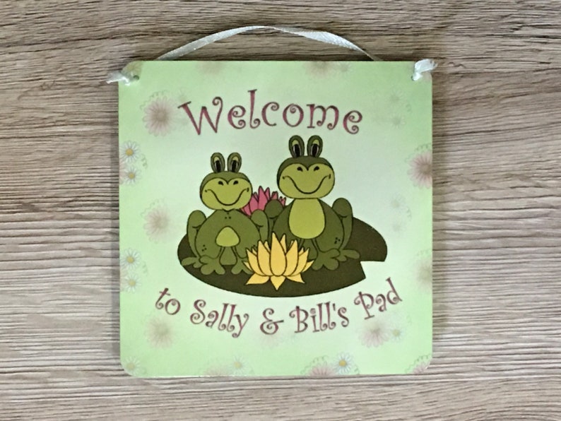 Welcome to Our Pad Door Sign: Add Your Own Name to Our Frog - Etsy