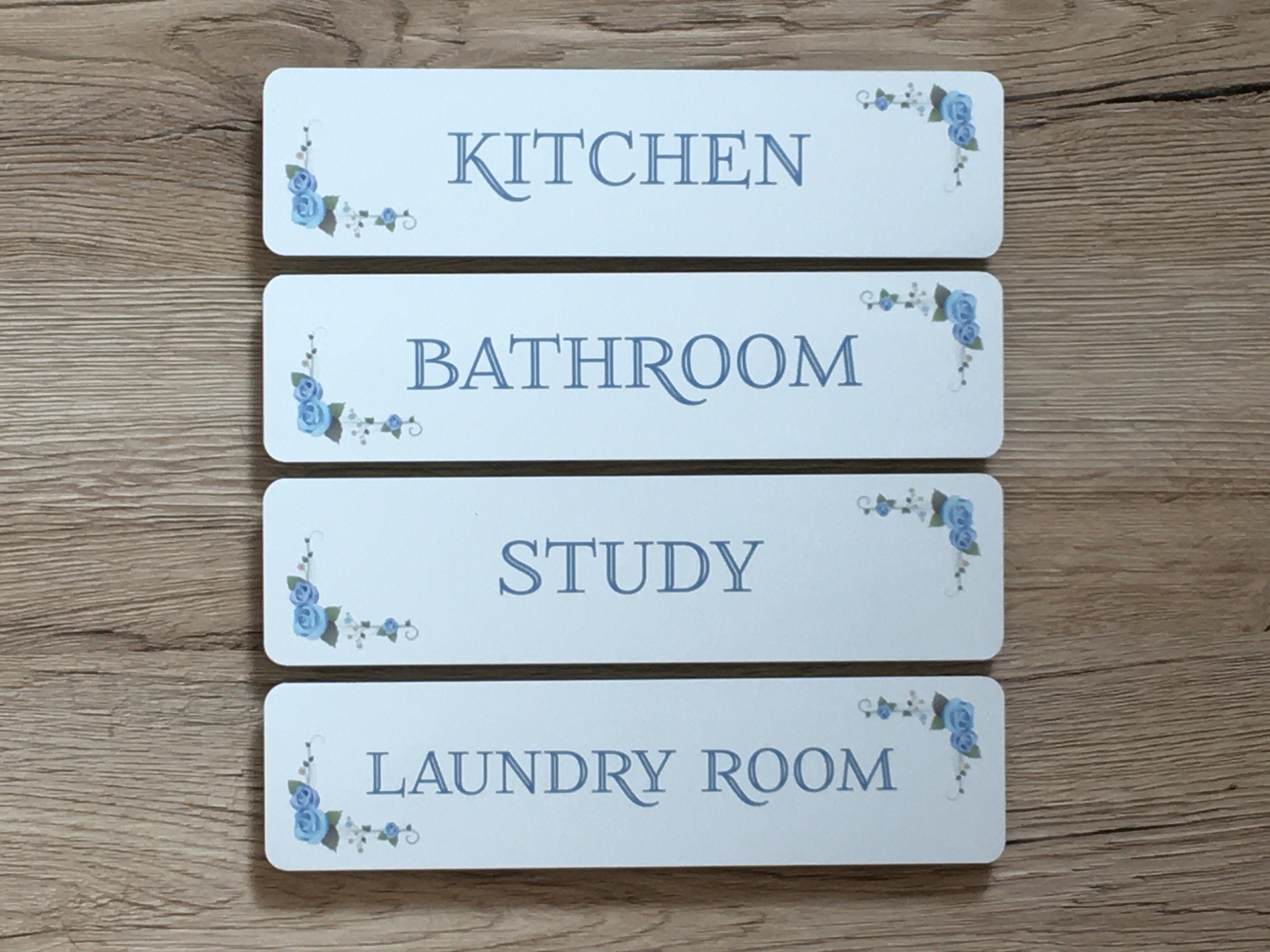 BLUE ROSEBUD ROOM or Door Sign: Cottage Chic Floral Design | Etsy