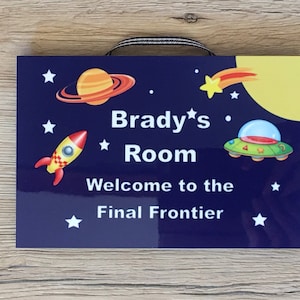Outer Space Personalised Custom Made Children's Bedroom Sign, Door ...
