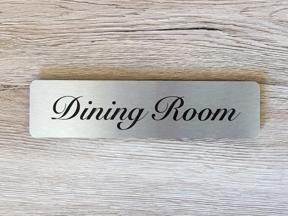 ELEGANT ROOM SIGNS Door Plaques in Brushed Silver, Gold or White Metal ...
