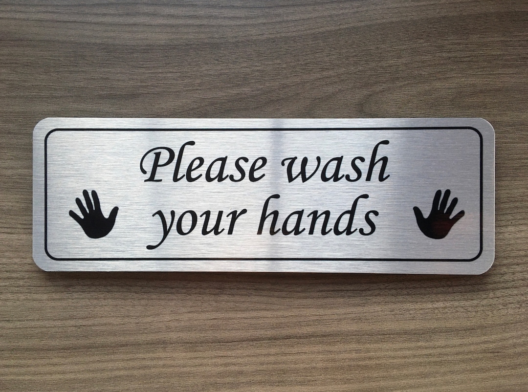 Please Wash Your Hands Bathroom Sign in White, Silver or Gold - Etsy UK