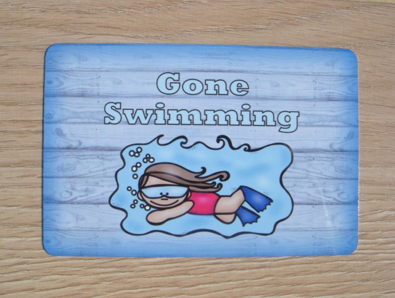 Gone Swimming Sign: Personalised Fun Hanging Custom-Made Door | Etsy