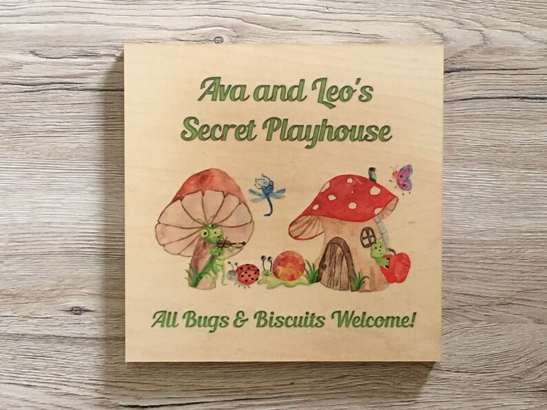MAPLE WOOD Bug Toadstool House Square Sign: Handmade | Etsy