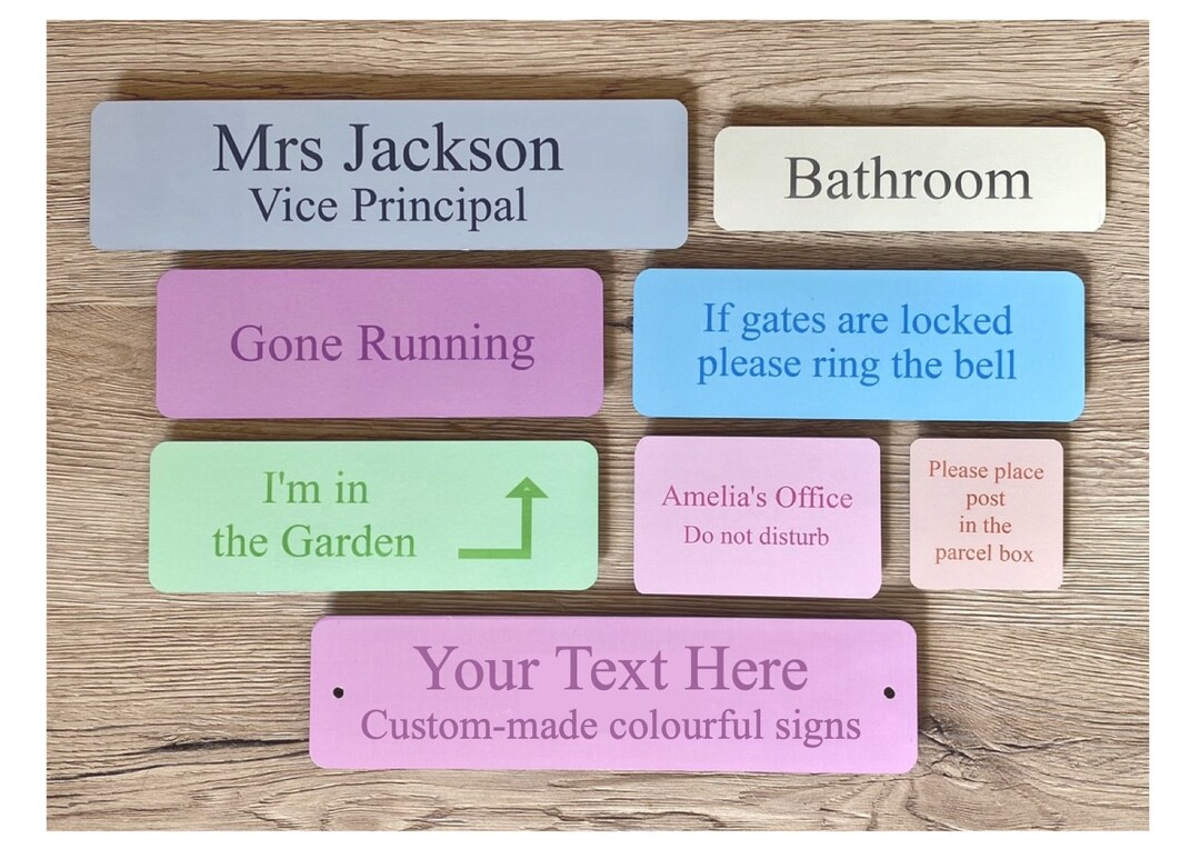 DOOR SIGNS Add Wording to Grey, Cream, Blue, Pink, Purple, Green ...