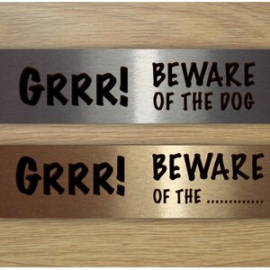 GRRR! BEWARE DOG Vital Signs in Brushed Silver, Gold or White Metal ...