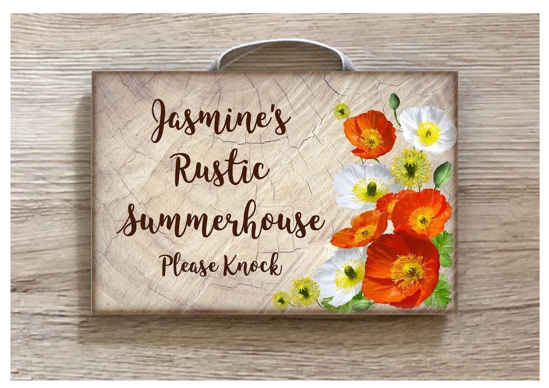 Custom Made POPPY FLOWERS Door Plaque in Metal or Wood: Wood Effect ...