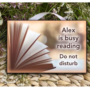 Reading Book Sign: Personalised Custom-made Door Plaque in Wood or ...