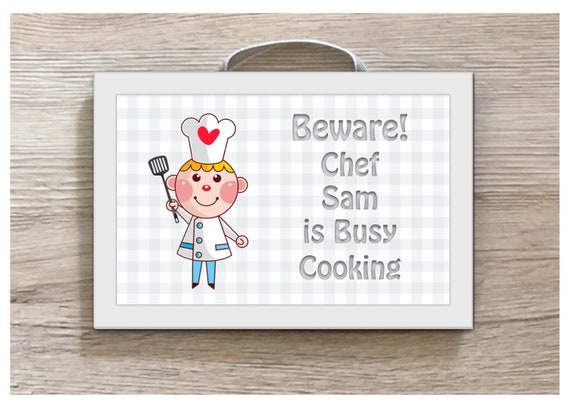 Chef Busy Cooking Hanging Metal or Wood Sign: Add Own Text to | Etsy