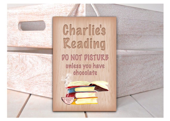 Busy Reading: Personalised Hanging Custom-Made Door Plaque in | Etsy