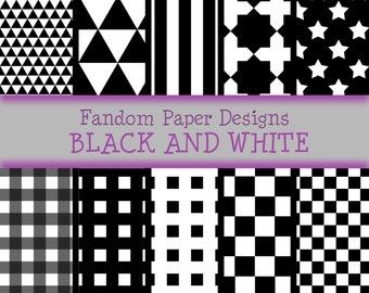 Black and White Digital Paper and Printable Backgrounds Black & White ...