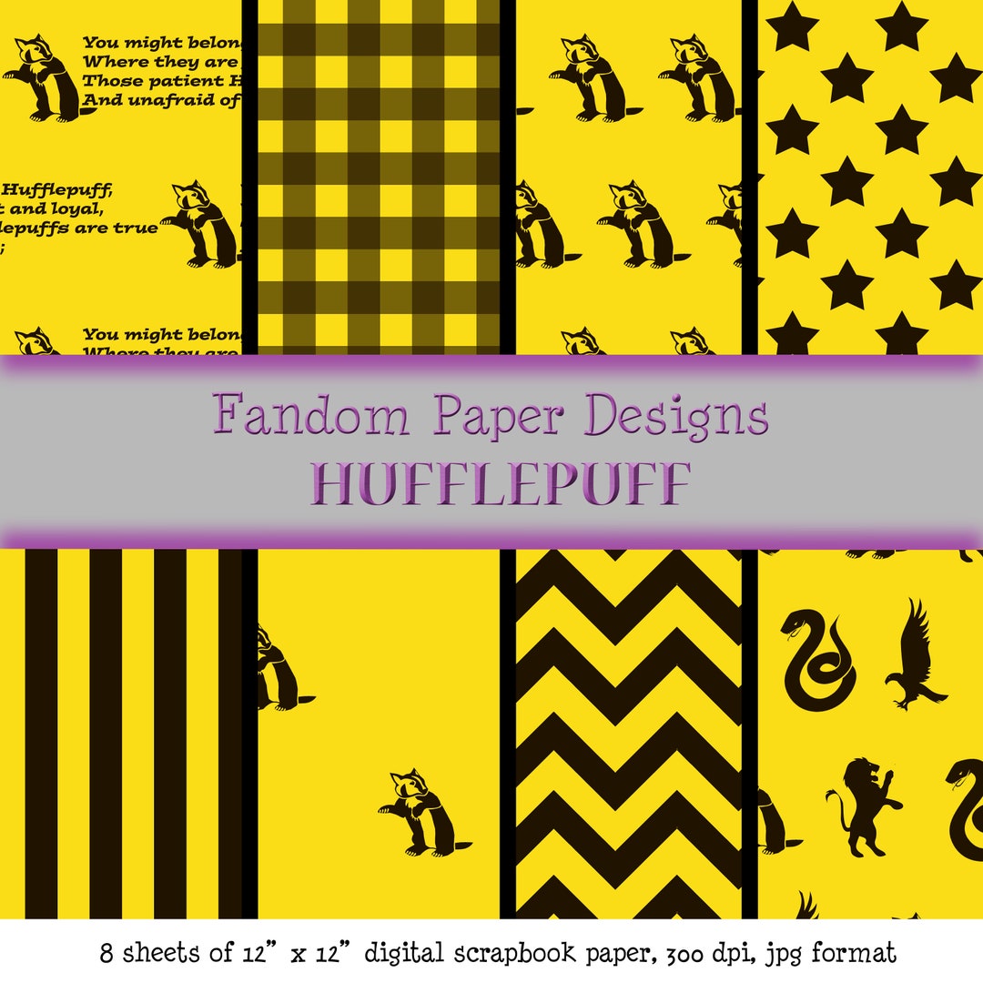 Hufflepuff Digital Scrapbook Paper Eight Sheets - Etsy
