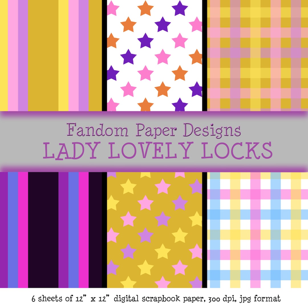 Lady Lovely Locks - Digital Scrapbook Paper - Six Sheets - Etsy