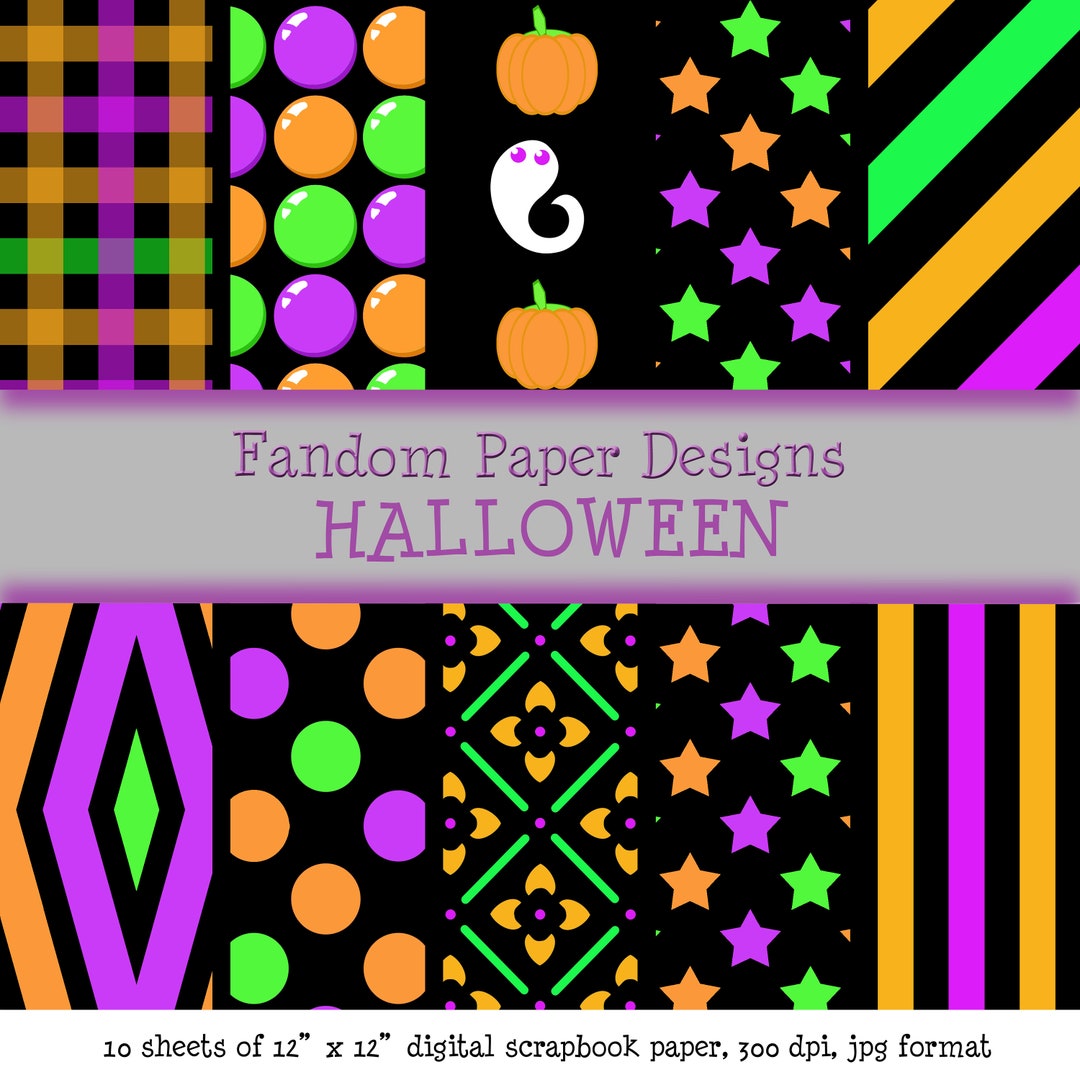 Halloween 1 - Digital Scrapbook Paper - Ten Sheets - Etsy