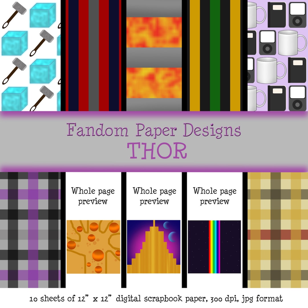 Thor Digital Scrapbook Paper Ten Sheets - Etsy