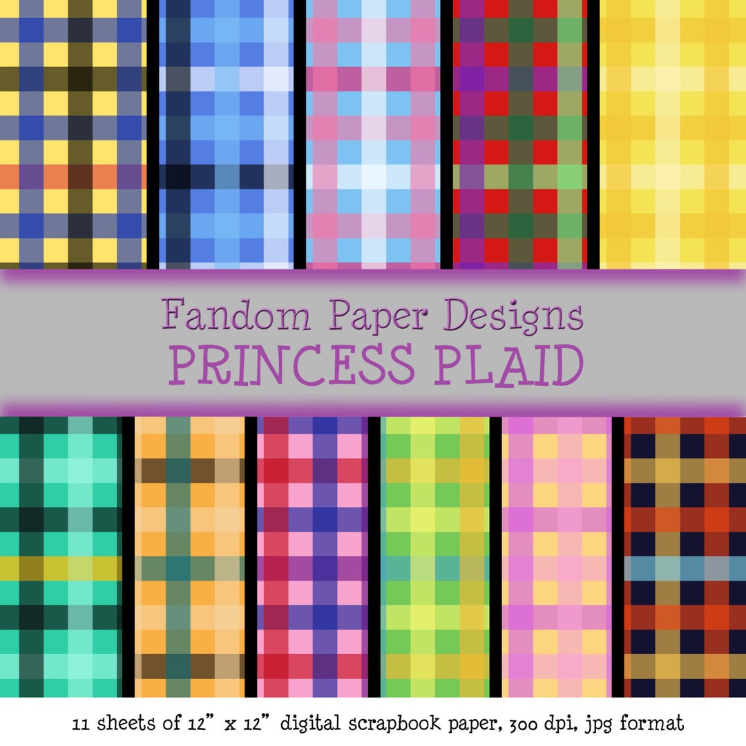 Princess Plaid Digital Scrapbook Paper Eleven Sheets - Etsy