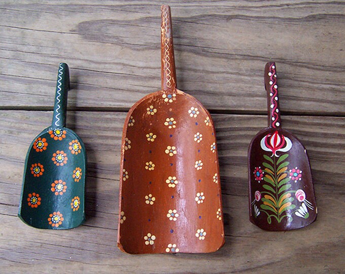 Vintage Swedish Decorative Wooden Scoops Set/three - Etsy