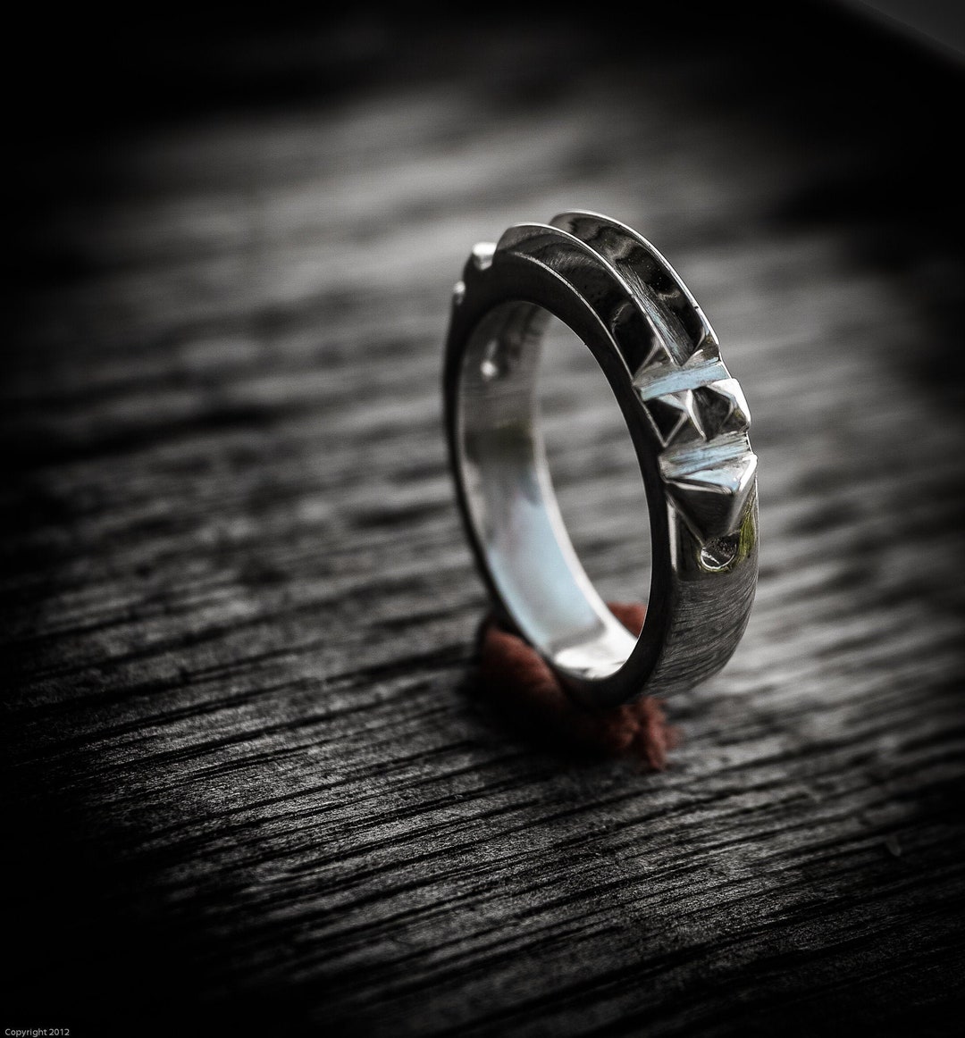 Karnak Ring Silver 925 2 Lines Medium Size Silver Sterling Ring ...