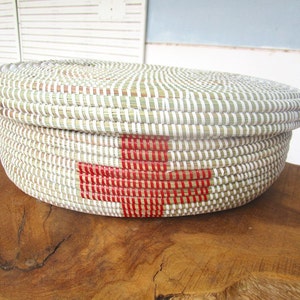 First Aid Kit Basket, Cute Red and White Storage Box, Oval Shaped ...