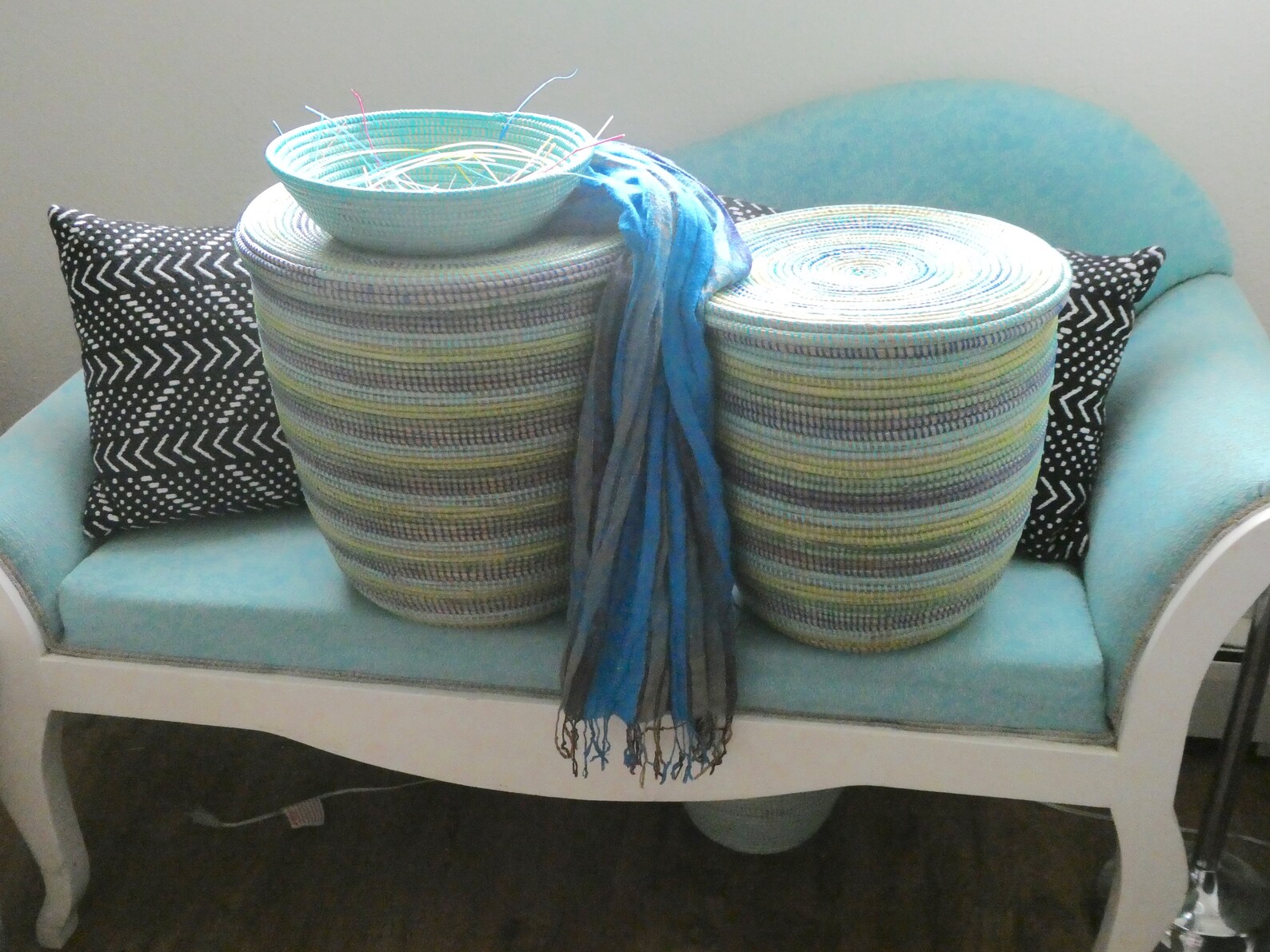 Aqua Colours Modern Basket Flat Lid Basket Tropical Sea - Etsy