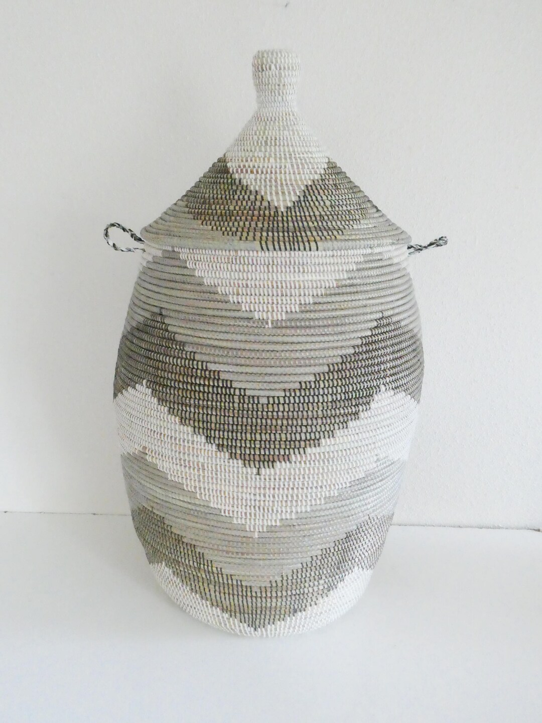 Handwoven African Laundry Basket, Gray Toned Hamper - Etsy