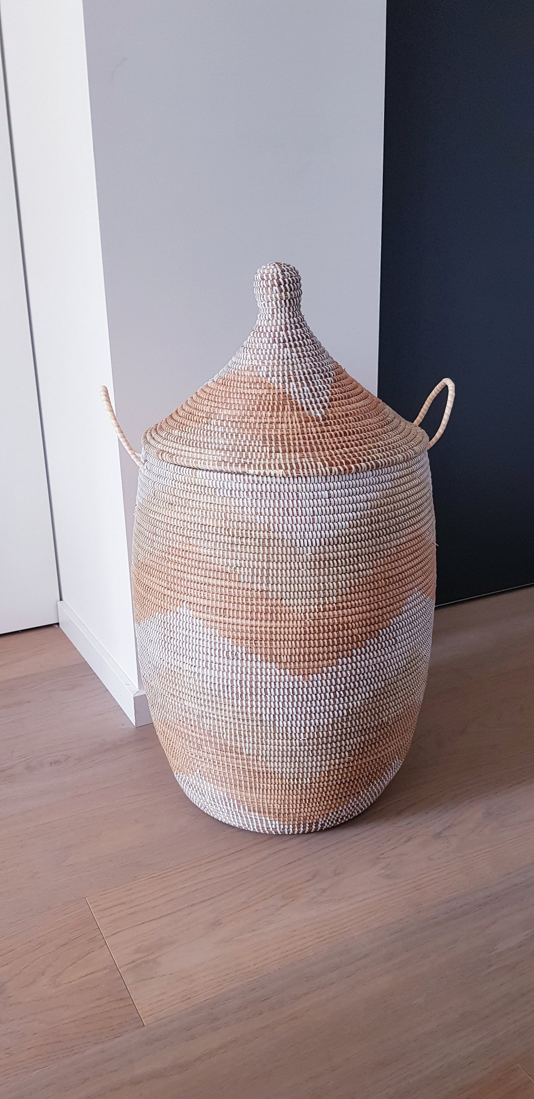 Tan, Exclusive Laundry Basket, Afrikanischer Deckelkorb, Storage Basket ...