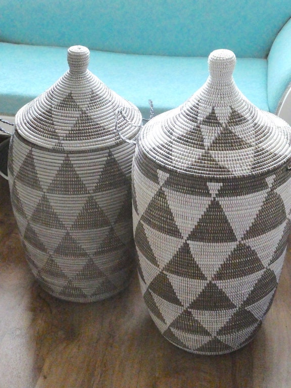 Geometric Laundry Hamper, Black and White Woven Basket - Etsy