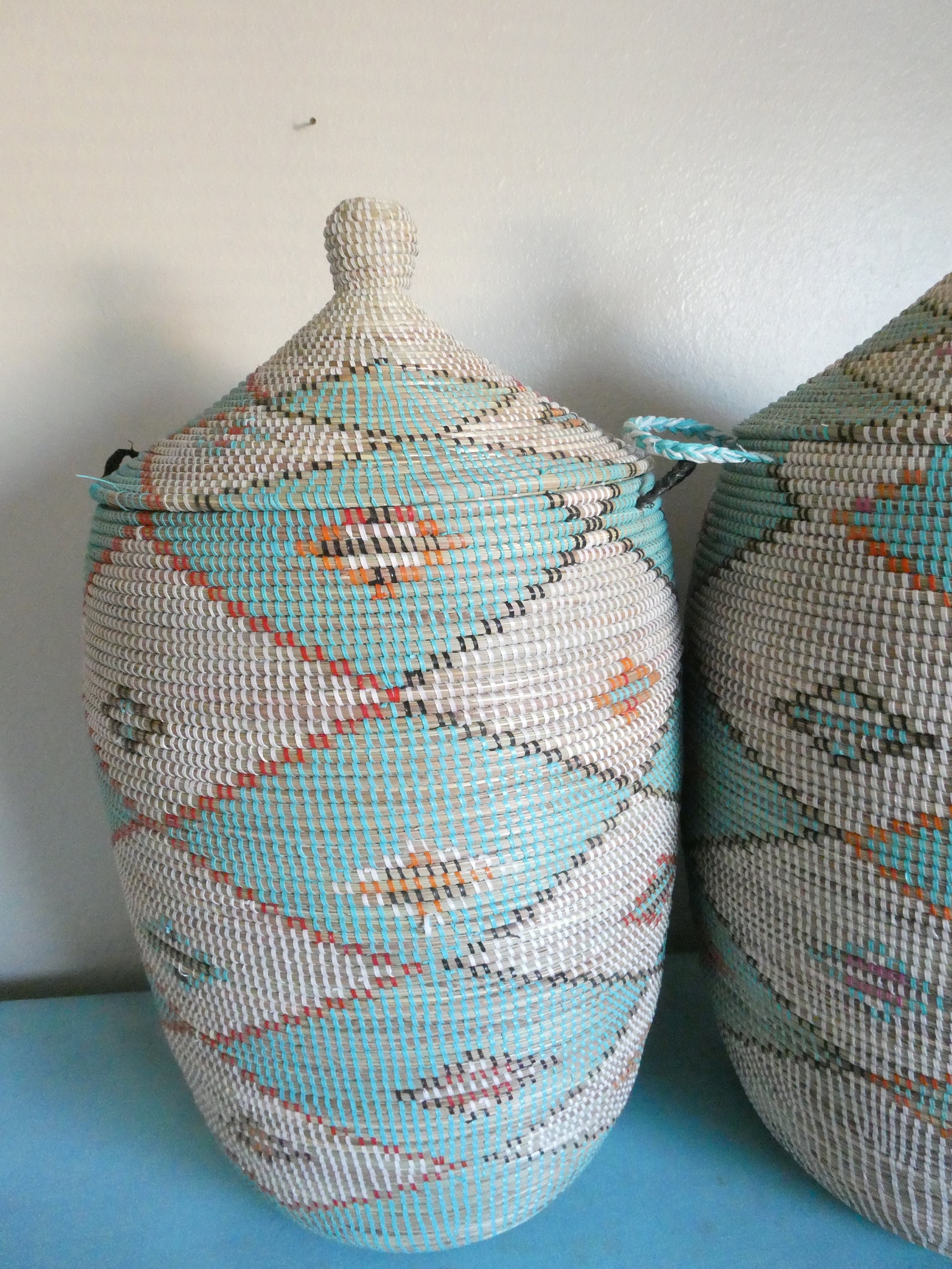 Turquoise and White Eclectic African Laundry Basket - Etsy