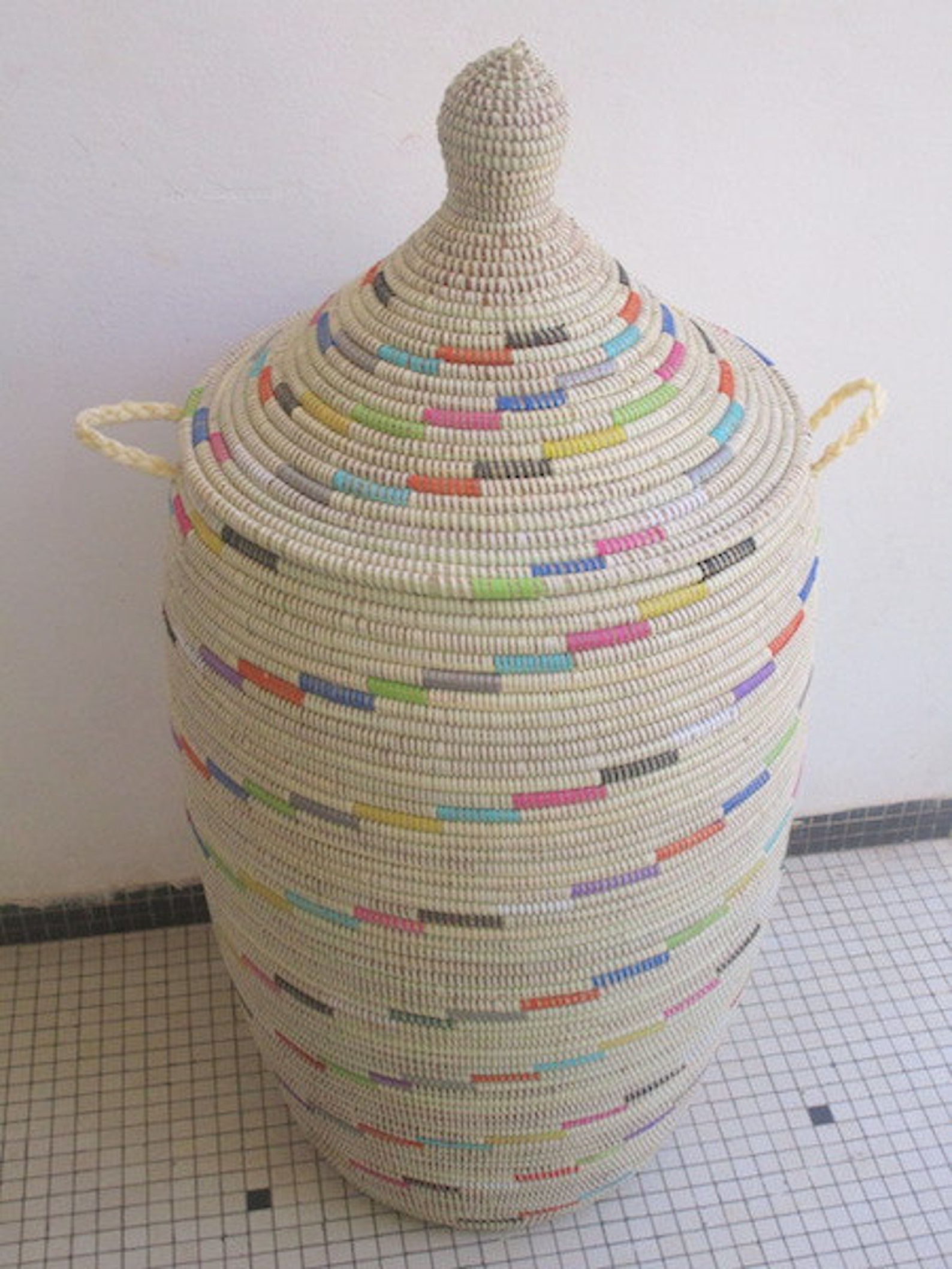 Rainbow Handwoven Laundry Hamper, African Style XXL Basket - Etsy